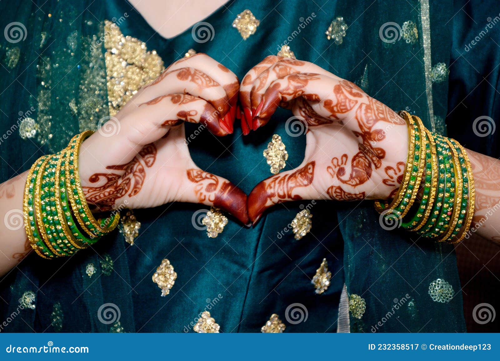 Indian Bride Making Heart Shape by Her Hands Stock Image - Image of ...
