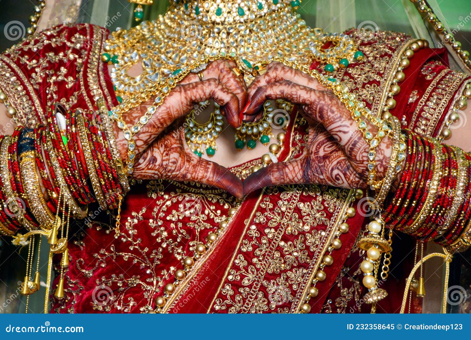 Indian Bride Making Heart Shape by Her Hands Stock Image - Image of ...