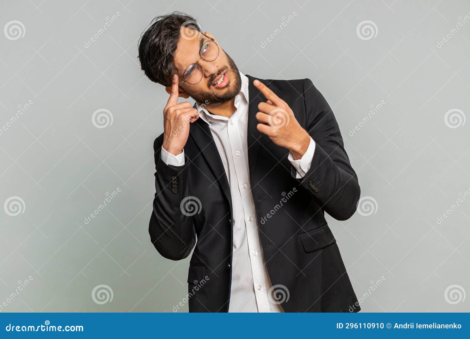 Indian Business Man Pondering, Imagining in Mind, Wondering Difficult ...