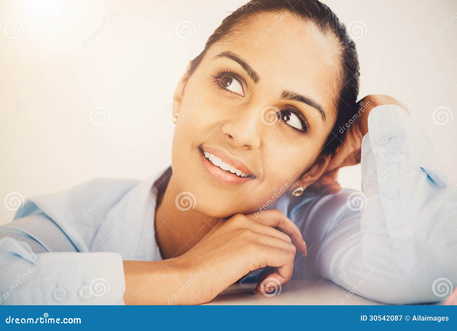 Indian Business Woman Thinking Future Stock Image - Image of female ...