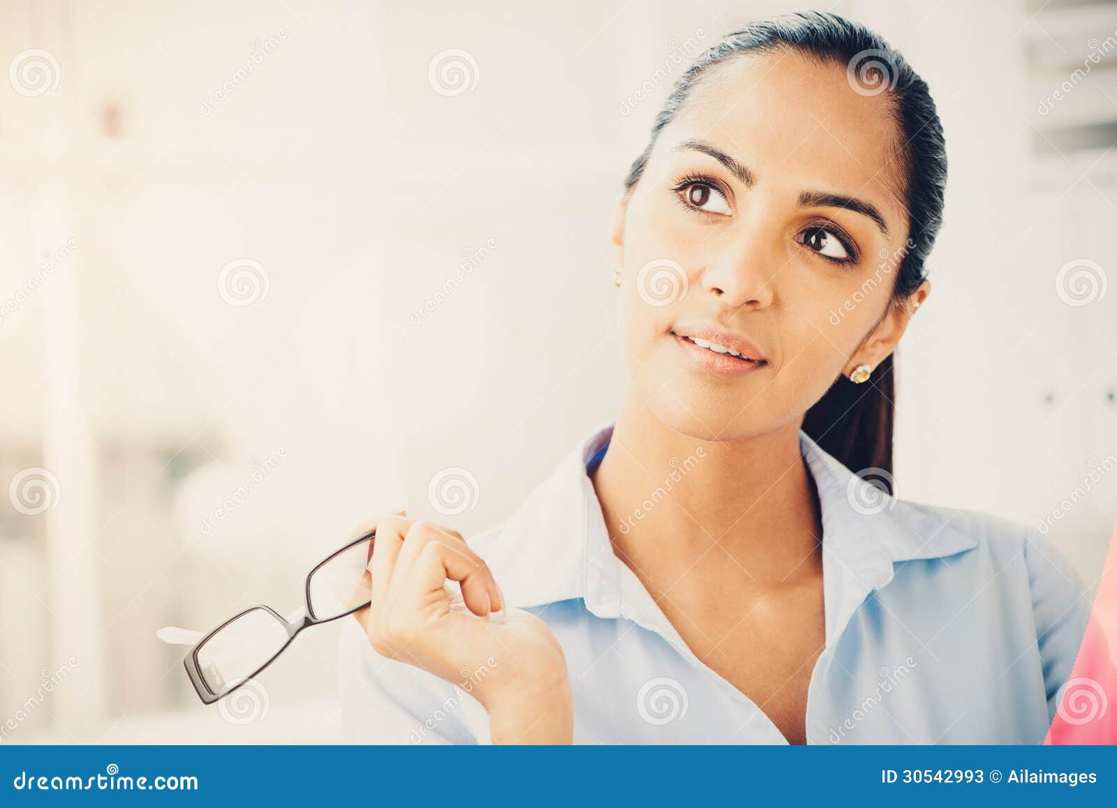 Indian Business Woman Thinking Future Stock Image - Image of ...