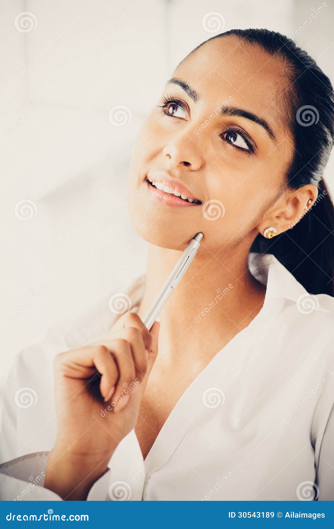 Indian Business Woman Thinking Future Stock Image - Image of light ...