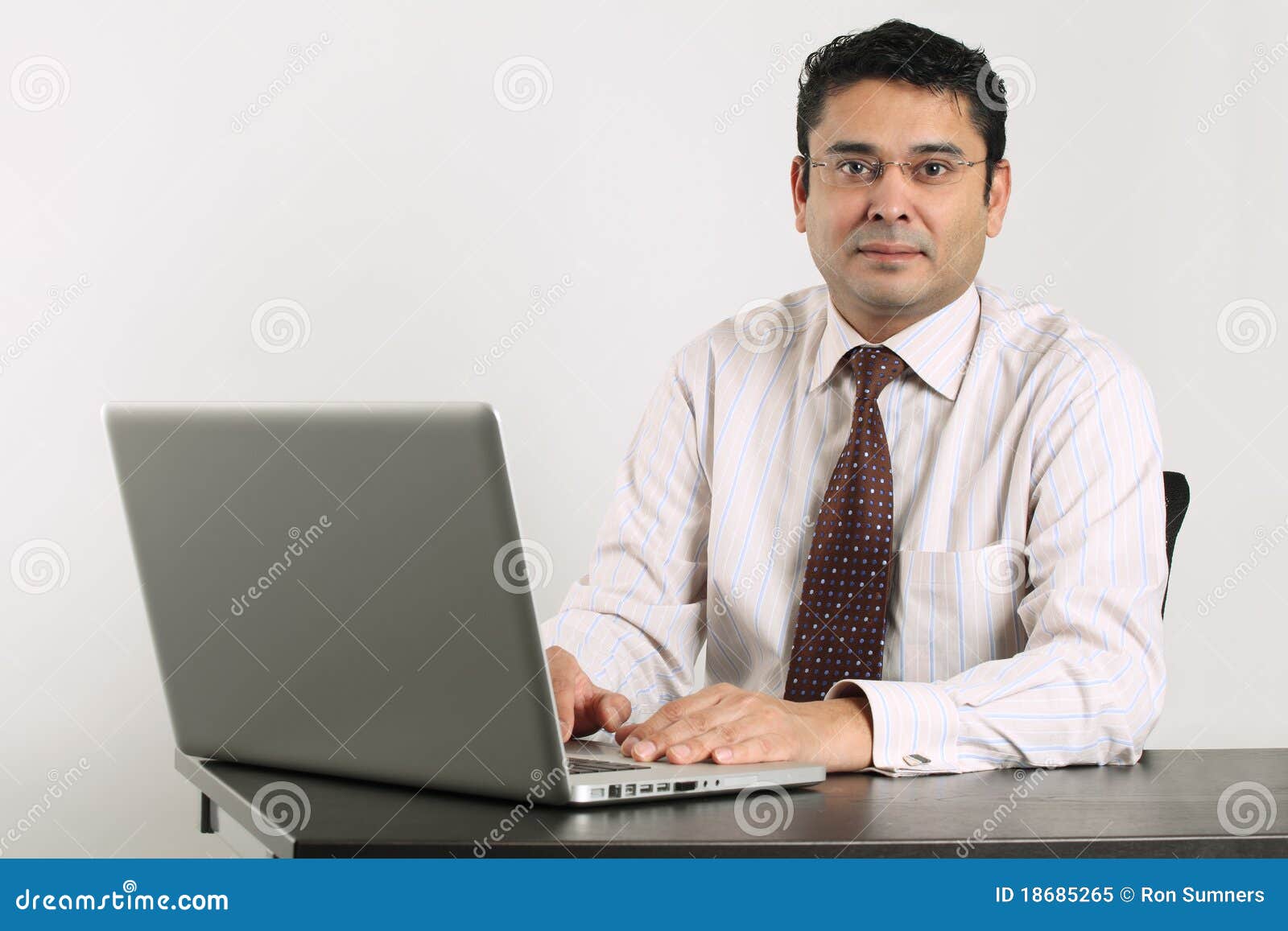 Indian Businessman Working on Laptop Stock Image - Image of success ...