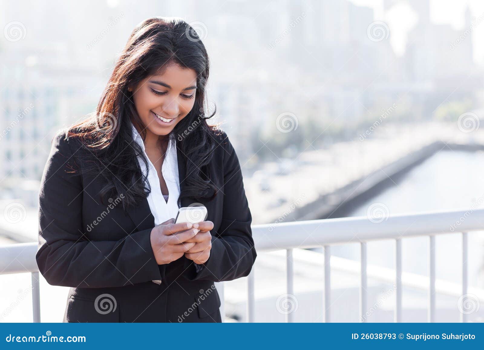 Indian Businesswoman Texting on the Phone Stock Image - Image of female ...