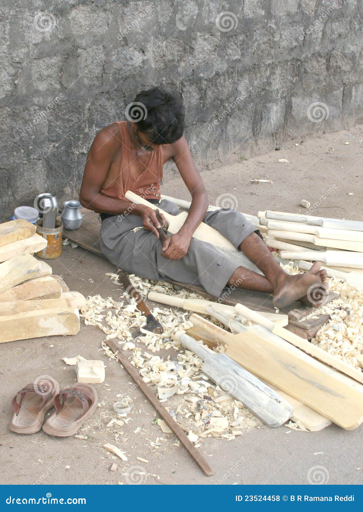 Indian Carpenter Making Cricket Bats Editorial Stock Photo - Image of ...
