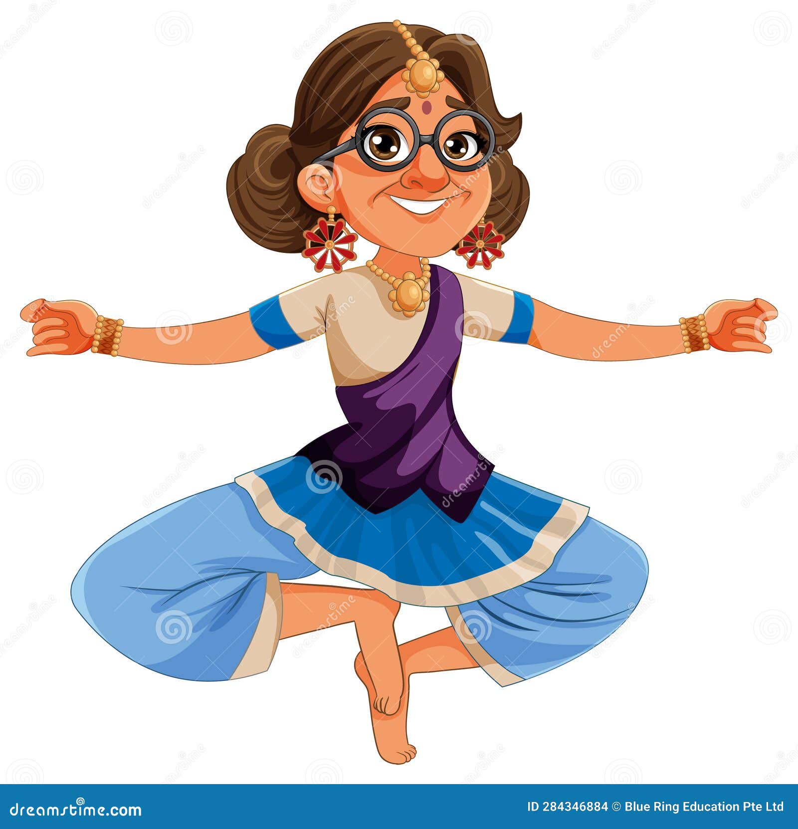 Indian Cartoon Characters In Traditional Cultural Outfit Stock Vector