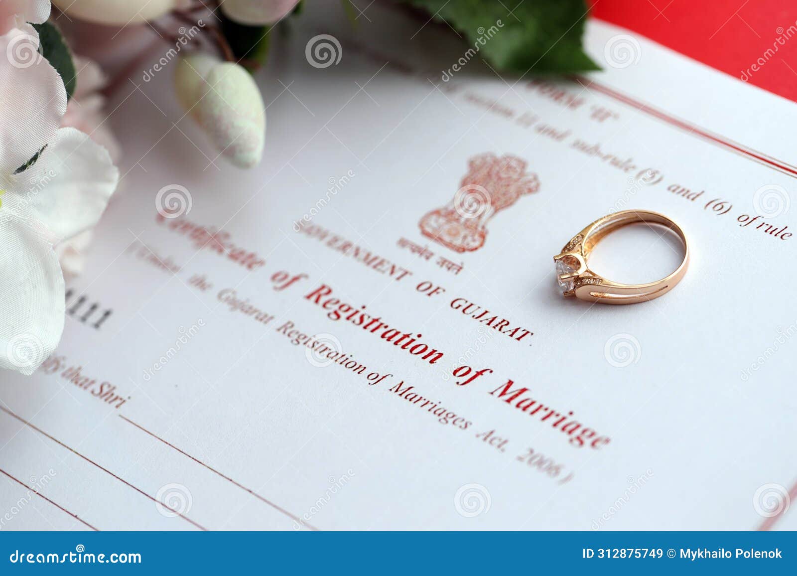 Indian Certificate of Registration of Marriage Blank Document and ...