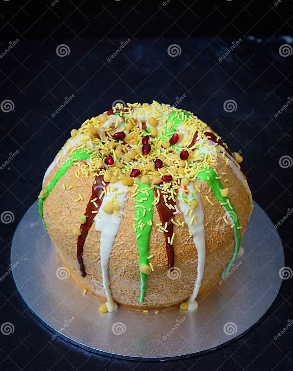 Indian chaat theme cake stock photo. Image of produce - 187652300