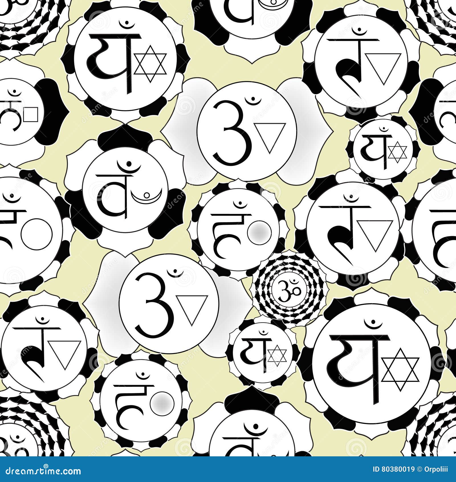 Indian Chakra Seamless Pattern of Black Stock Vector - Illustration of ...