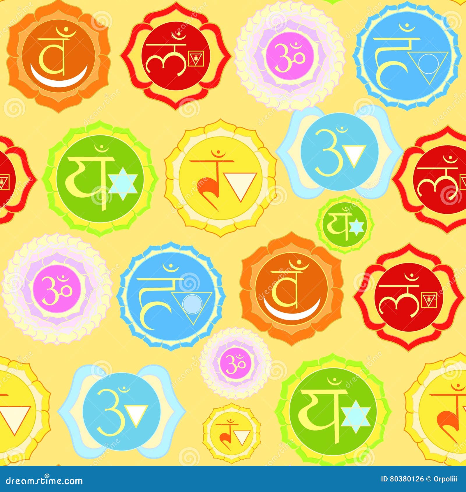 Indian Chakra Seamless Pattern Color Vector Illustration Stock Vector ...