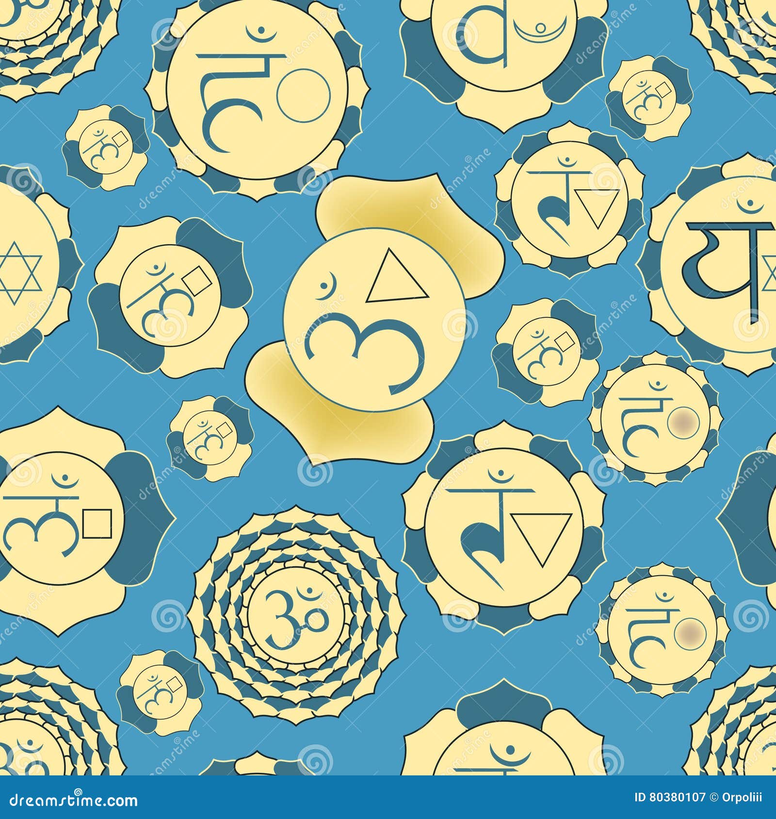 Indian Chakra Seamless Pattern of Yellow and Blue Stock Vector - Illustration of buddhism ...
