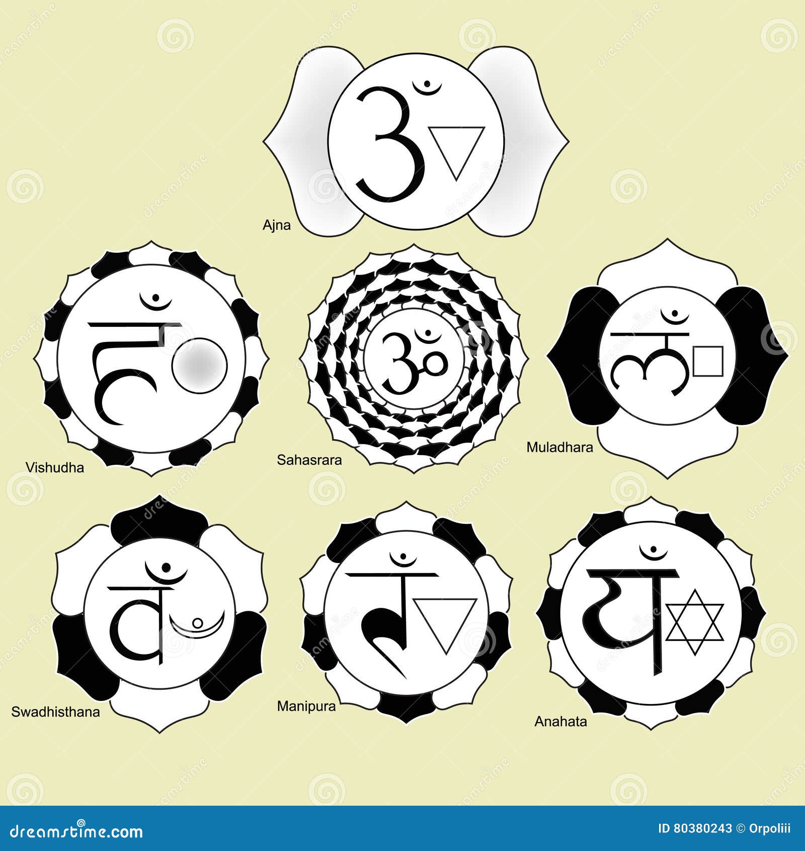 Indian Chakra Set of Black and White Logo Vector Illustration Stock ...