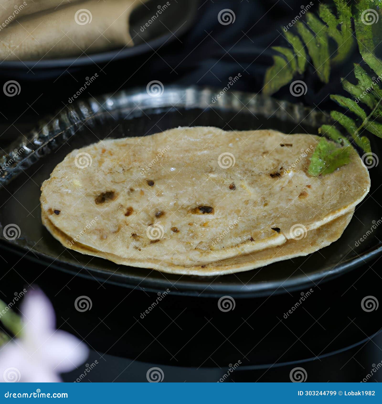 Indian Chapati With Hot Sauce Isolated Cartoon Illustration ...