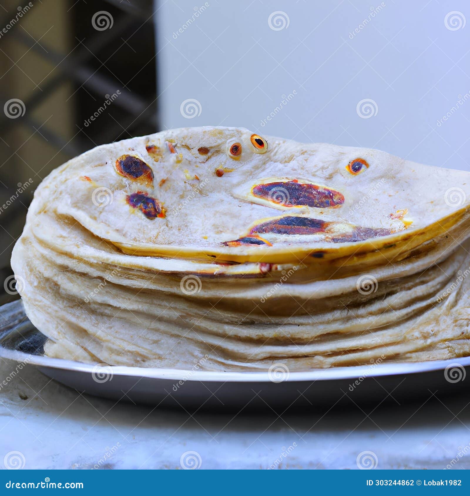 Indian Chapati With Hot Sauce Isolated Cartoon Illustration ...