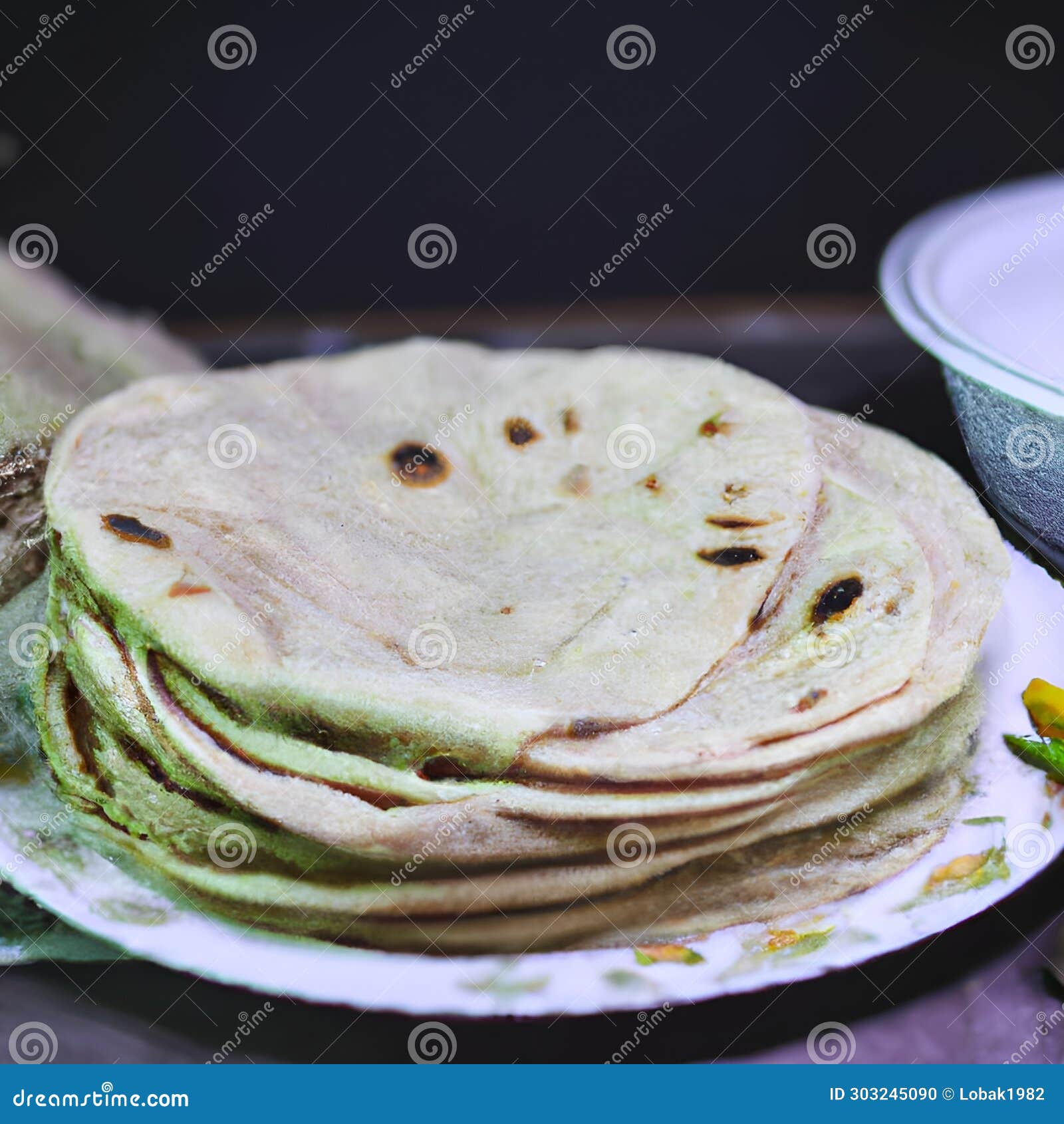 Indian chapati flatbread stock illustration. Illustration of dairy ...