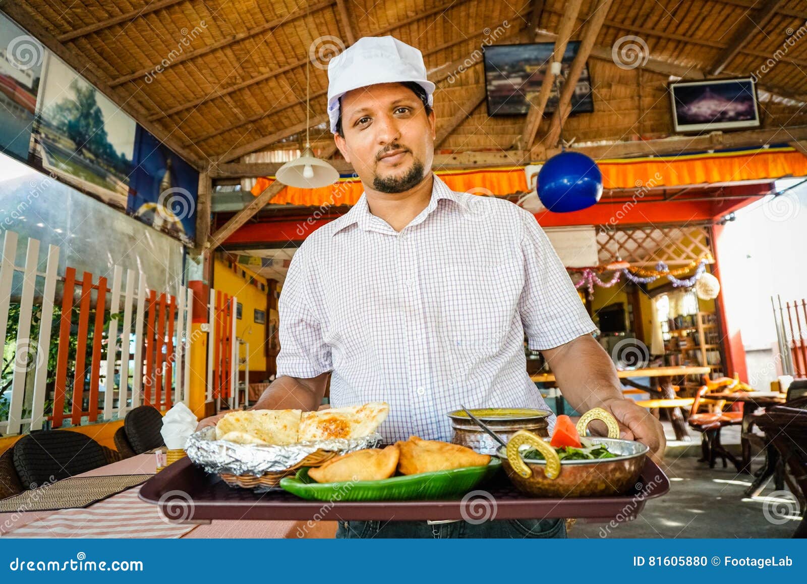 Indian chef serving food stock photo. Image of food, male - 81605880