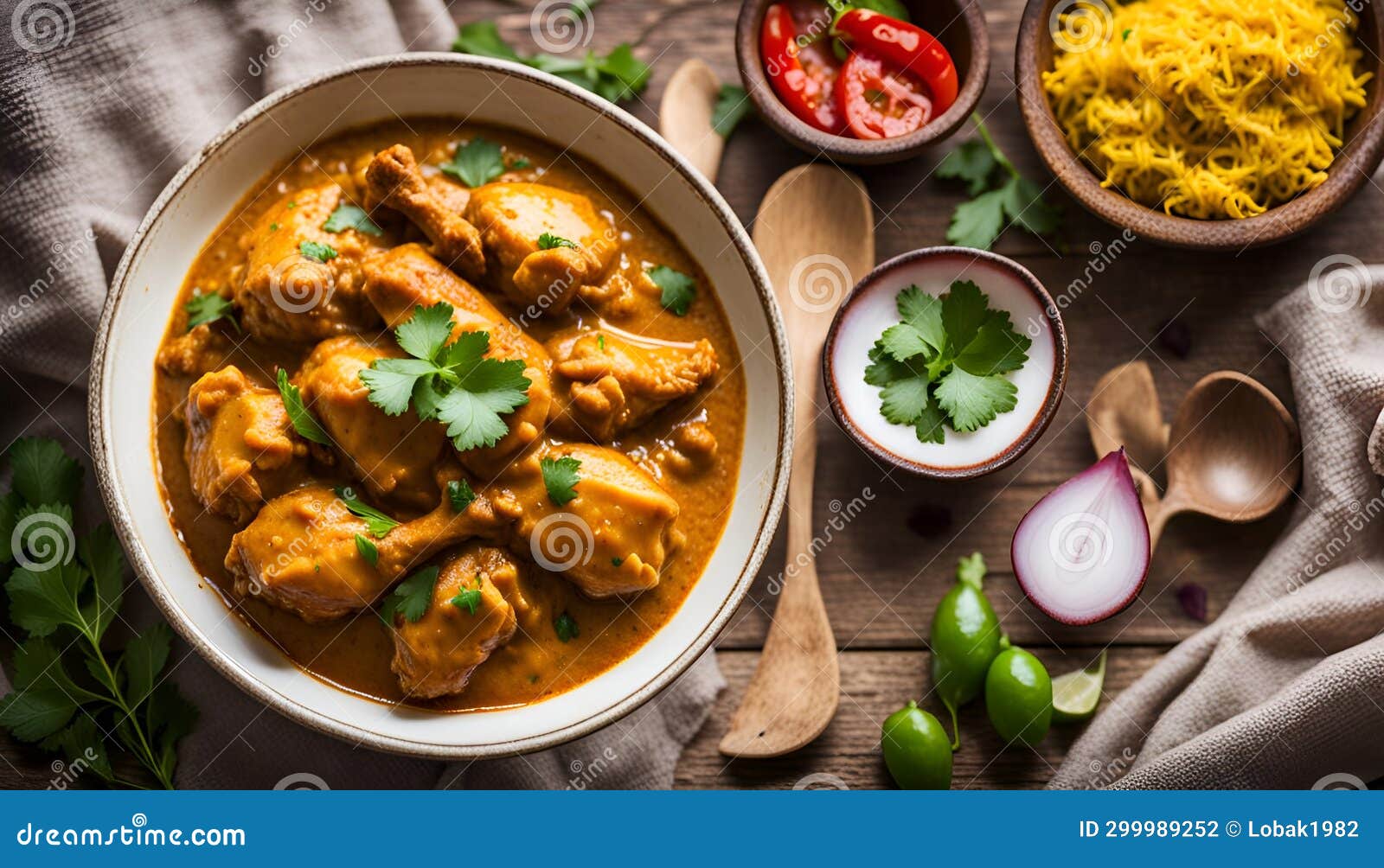 Indian Chicken Curry in a Bowl Stock Illustration - Illustration of ...
