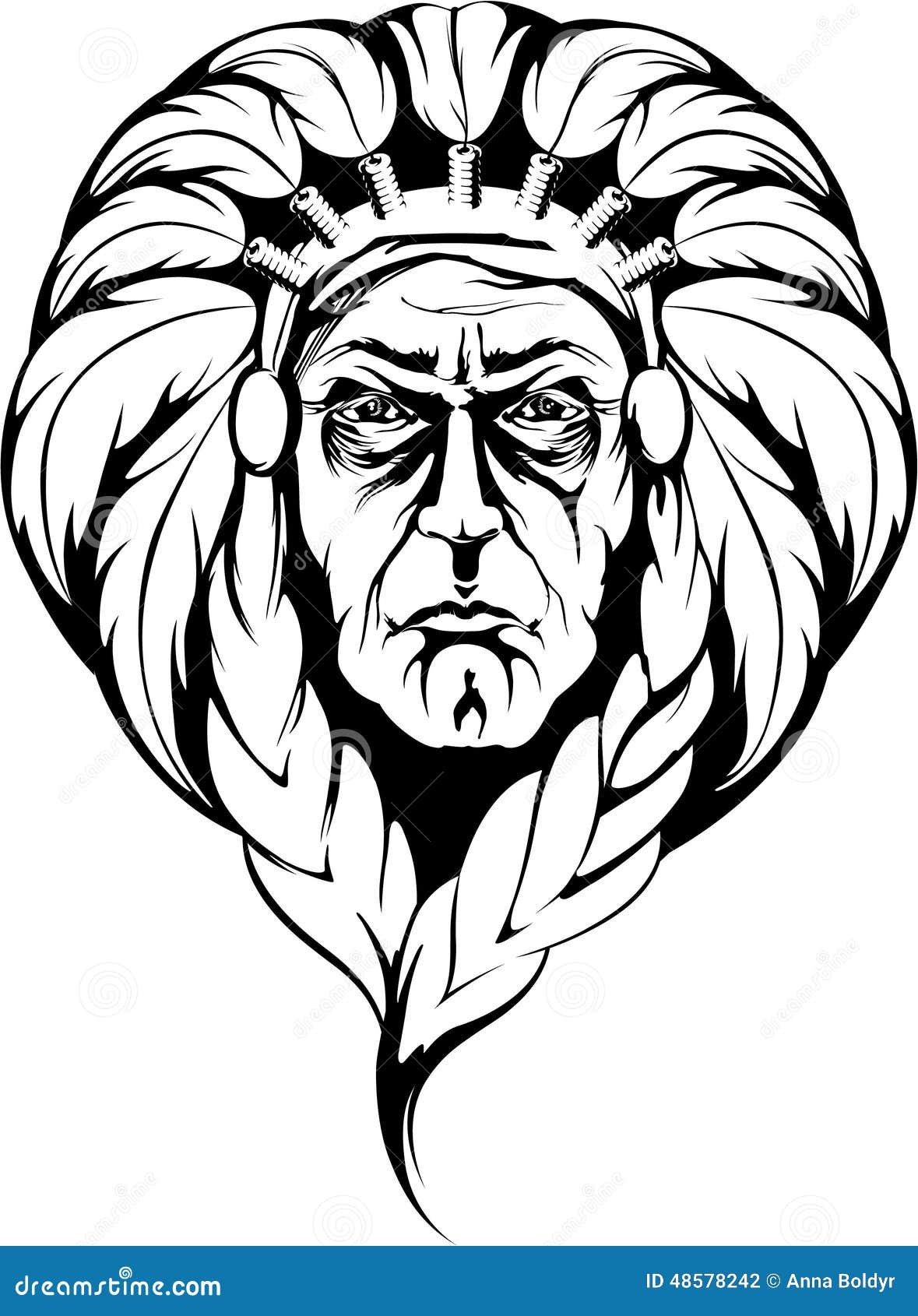 Indian Chief stock vector. Illustration of feather, senior - 48578242