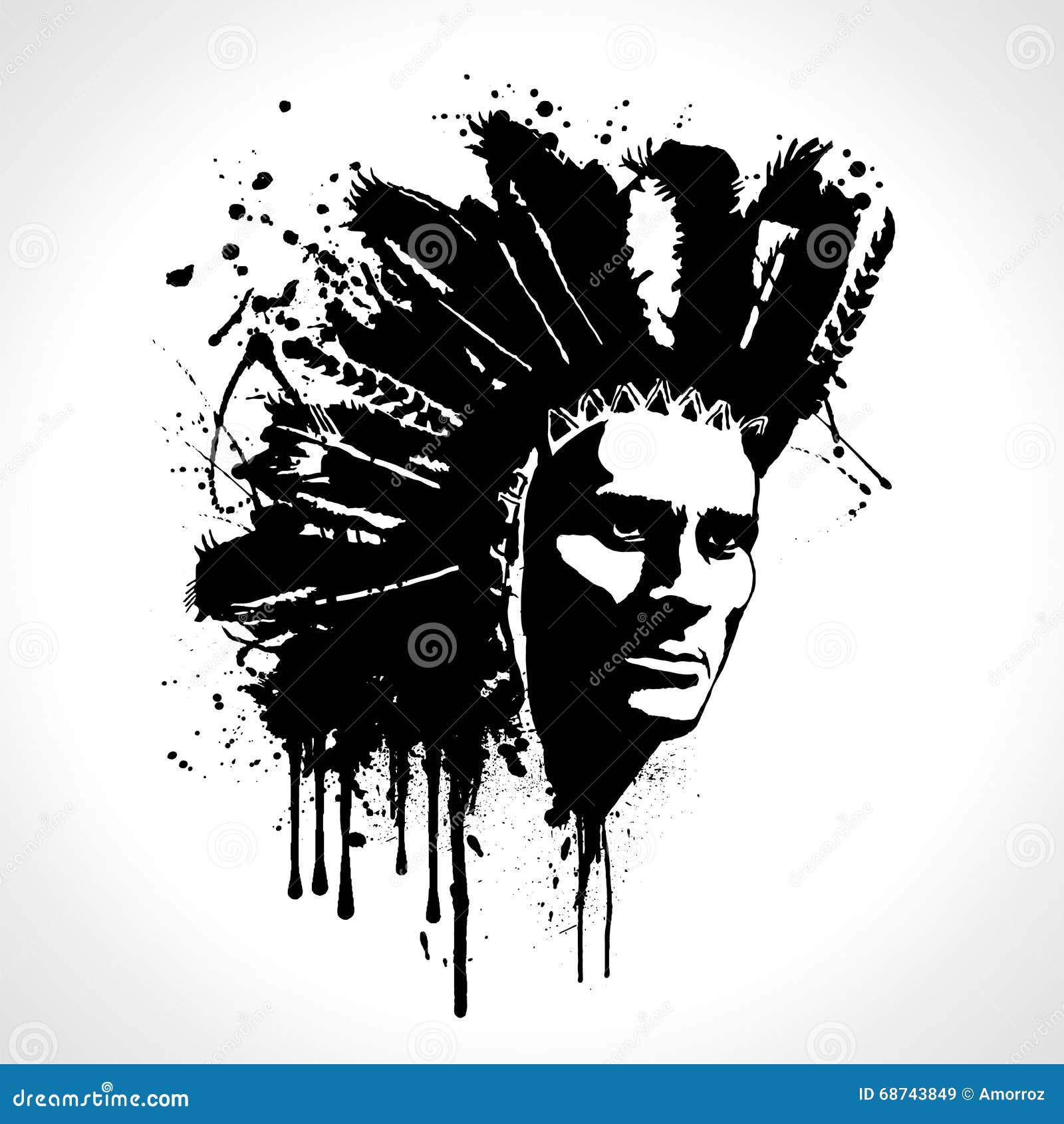 Indian Chief Portrait Splash Vector. T-shirt Graphics Stock Vector ... Indian Chief Portrait Splash Vector. T-shirt Graphics Stock Vector ...