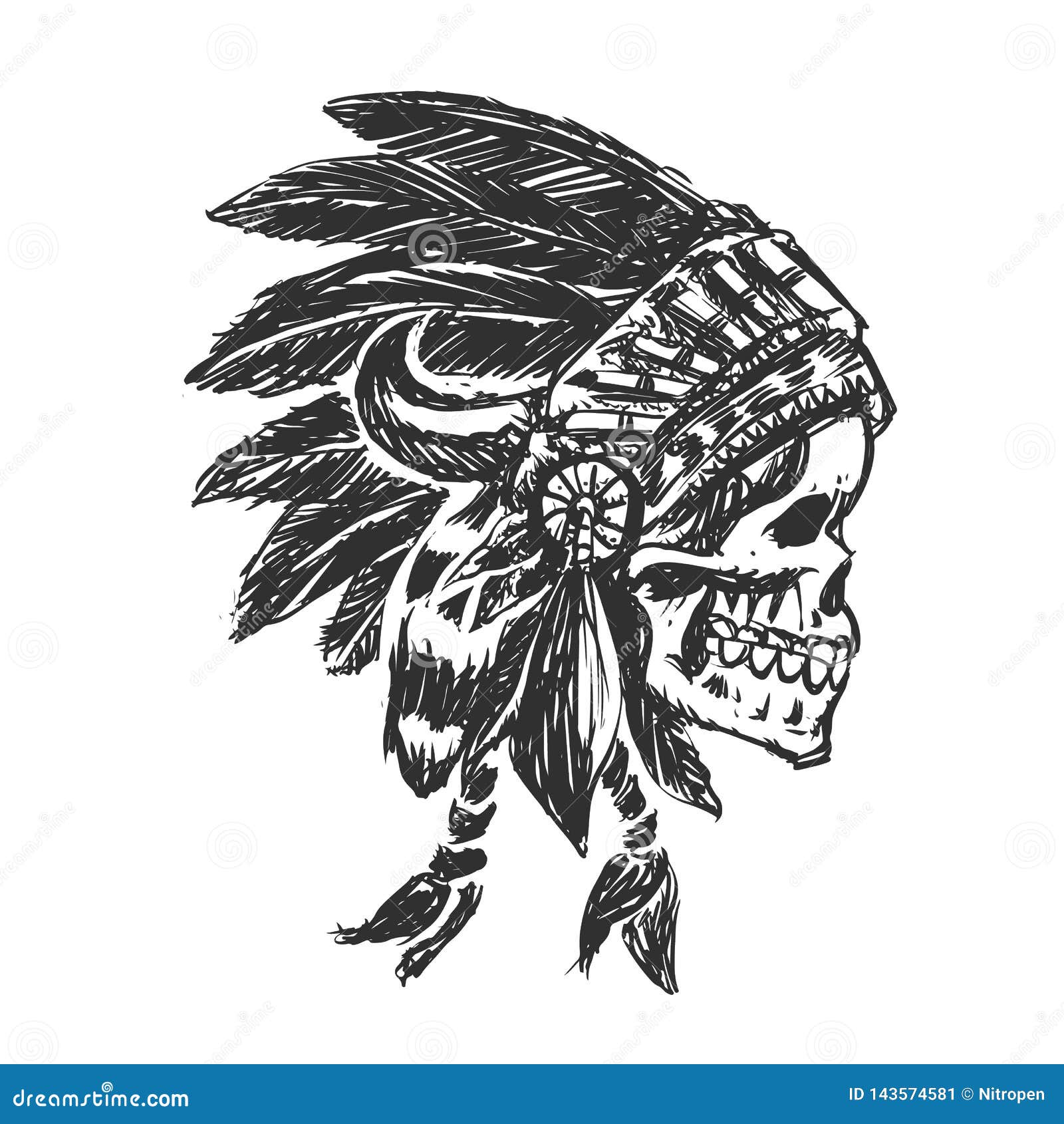 Indian chief skull stock vector. Illustration of native - 143574581