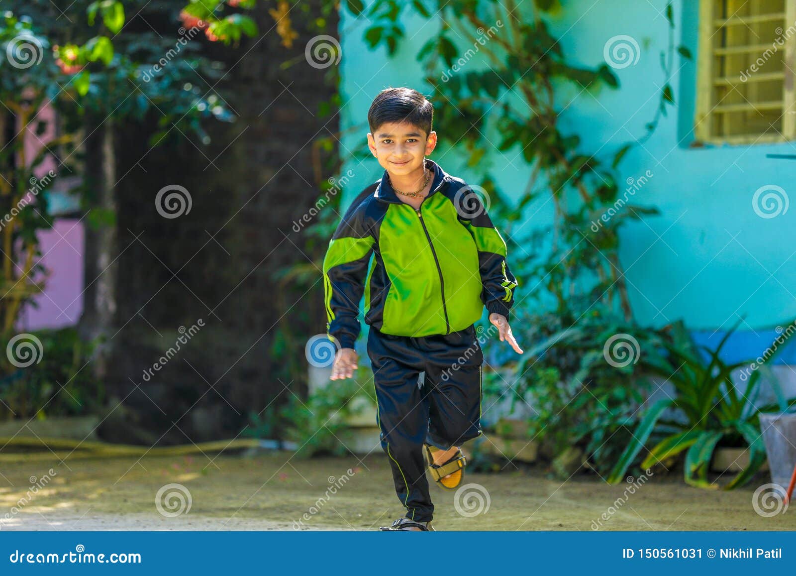 Indian Child Running at Playground Stock Image - Image of jump, energy ...