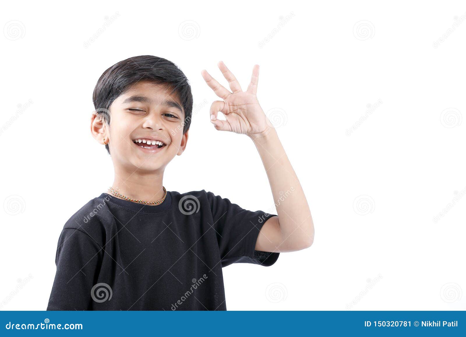Indian Child Showing Nice Gesture with Hand Stock Image - Image of ...