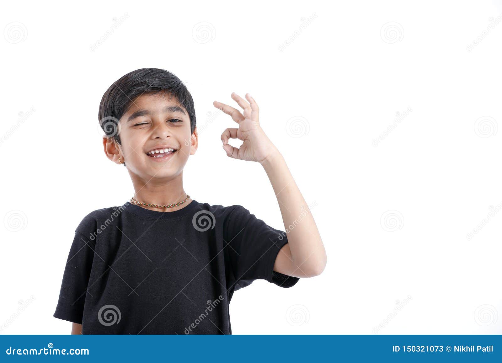 Indian Child Showing Nice Gesture with Hand Stock Image - Image of ...