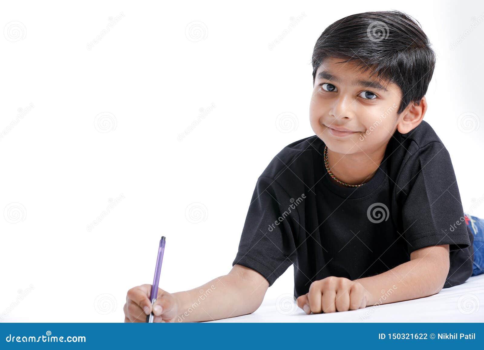 Indian Child Writing on Note Book Stock Photo - Image of showing ...