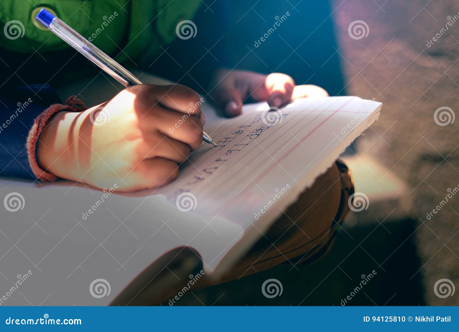 Indian Child Writing on Note Book Stock Photo - Image of school, little ...