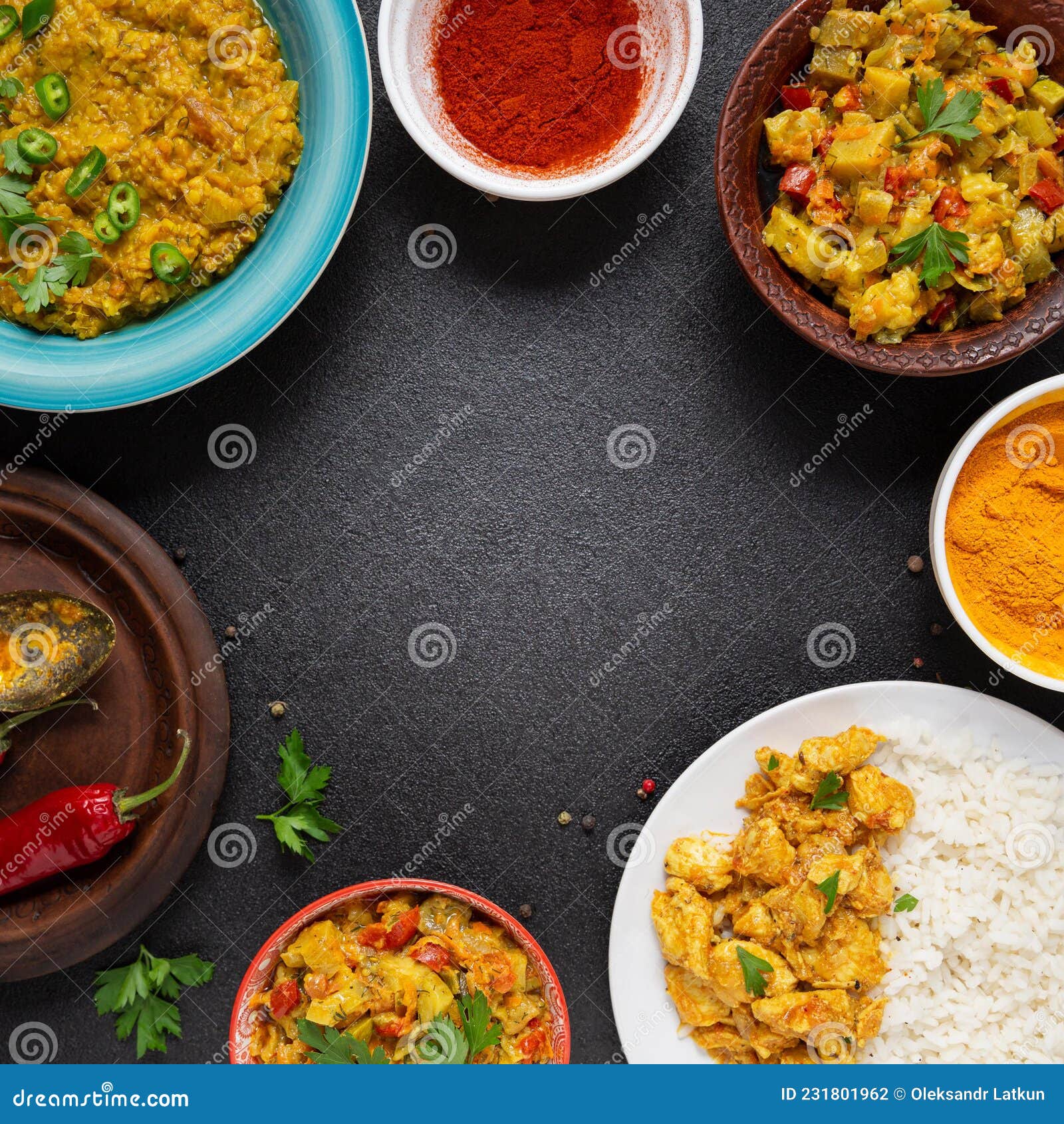 Indian Circular Food Frame. High Quality Photo Stock Photo - Image of ...