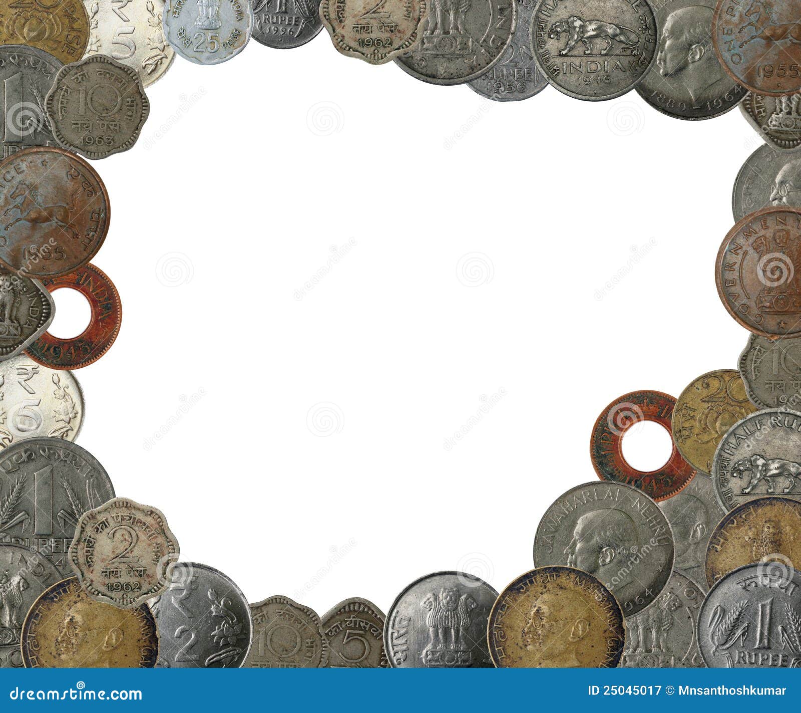 Indian Coins As a Frame Border with Copy Space Stock Image - Image of ...