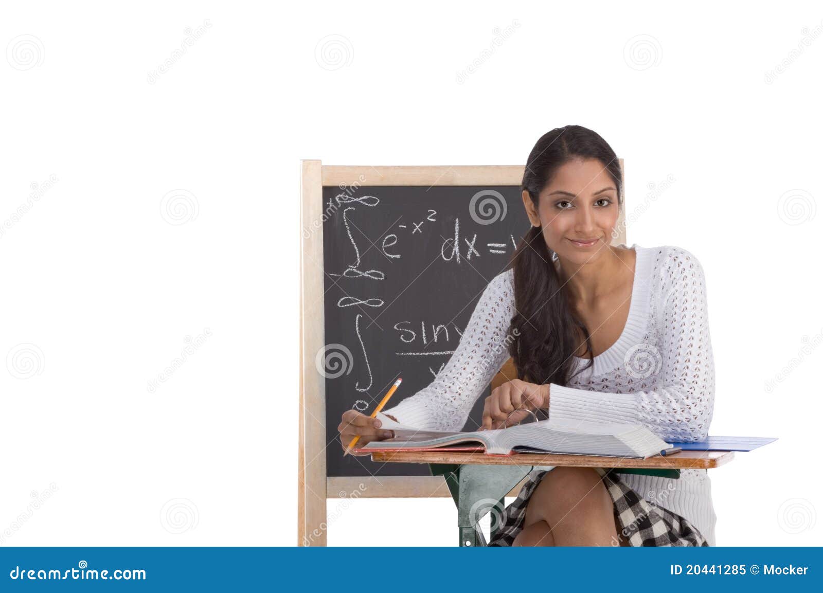 Indian College Student Woman Studying Math Exam Stock Image - Image of ...