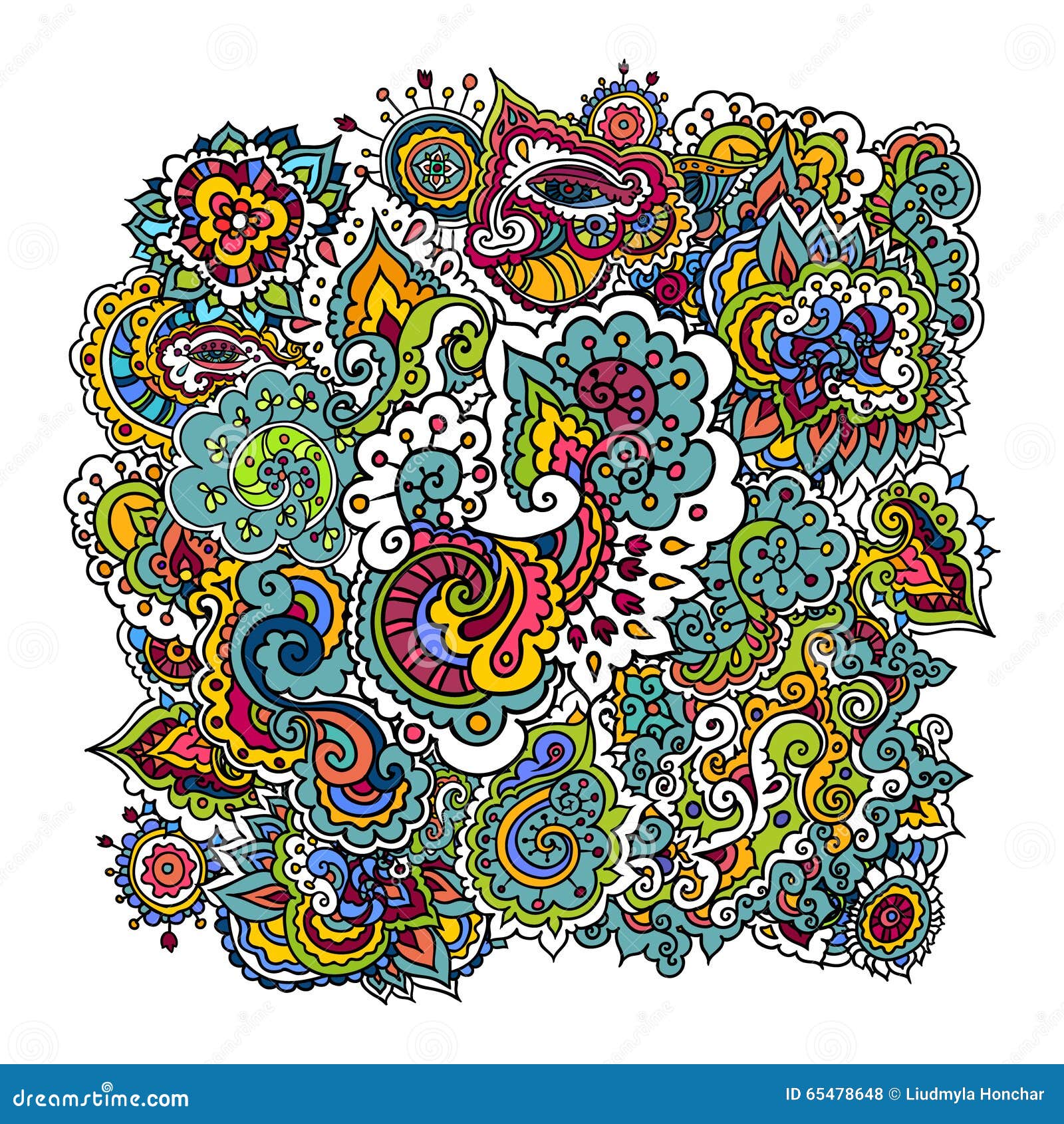 Indian colored pattern . stock vector. Illustration of folk - 65478648