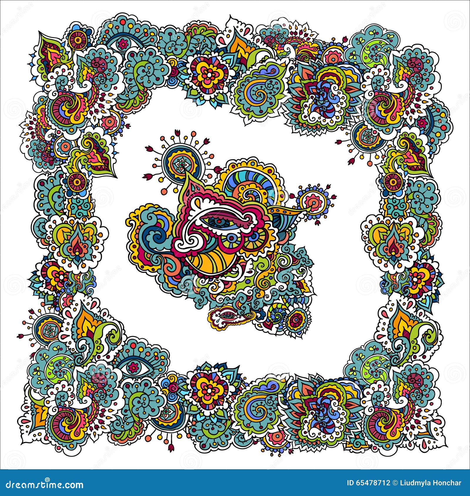 Indian colored pattern . stock vector. Illustration of folk - 65478712