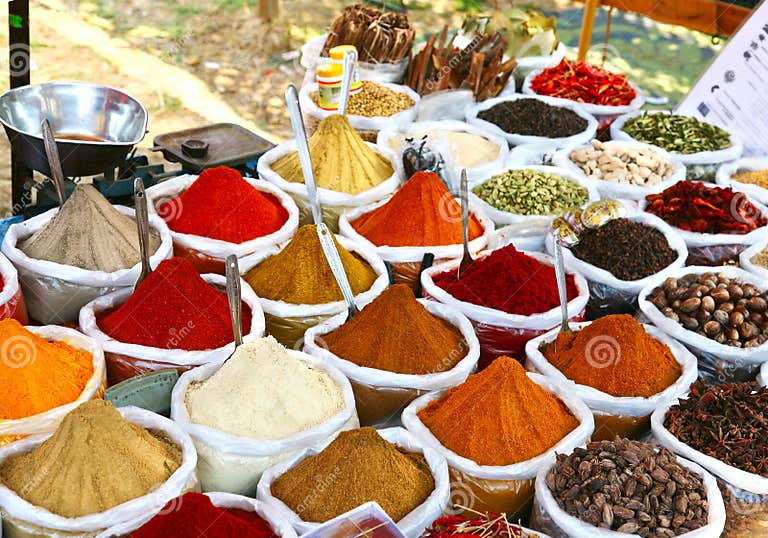 Indian Colored Powder Spices Stock Photo - Image of green, oriental ...