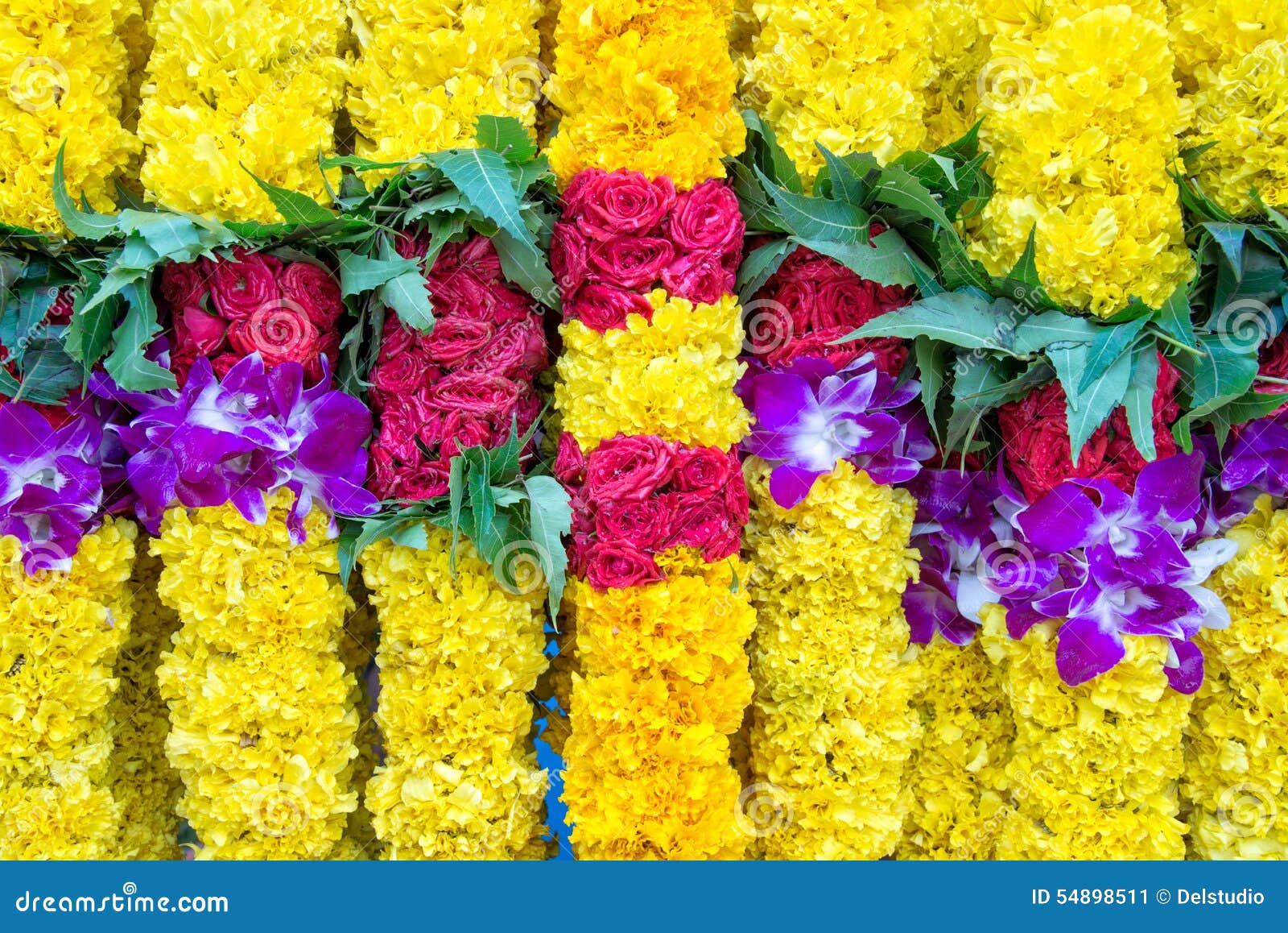 Indian Colorful Flower Garlands Stock Image - Image of wreath ...