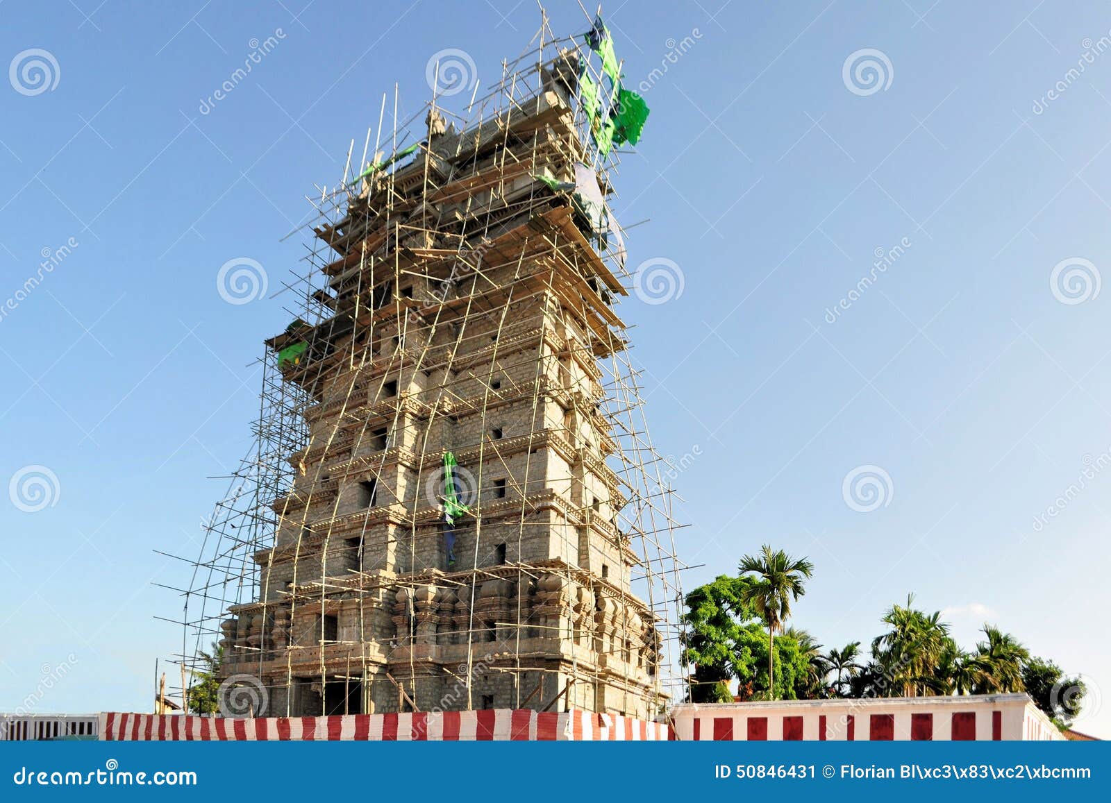 Indian Construction Site with Bamboo Scaffolding Stock Image - Image of ...