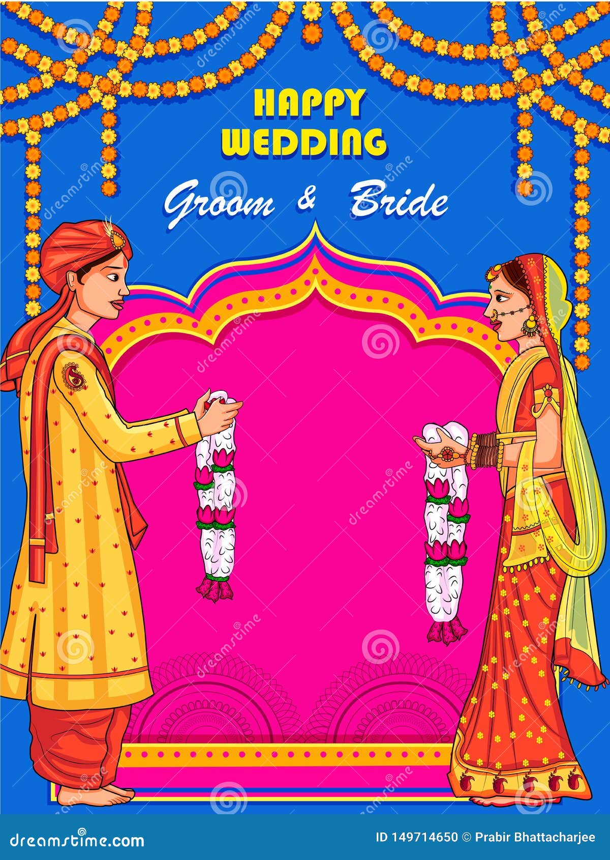 Indian Couple in Jaimal Wedding Ceremony of India Stock Vector ...