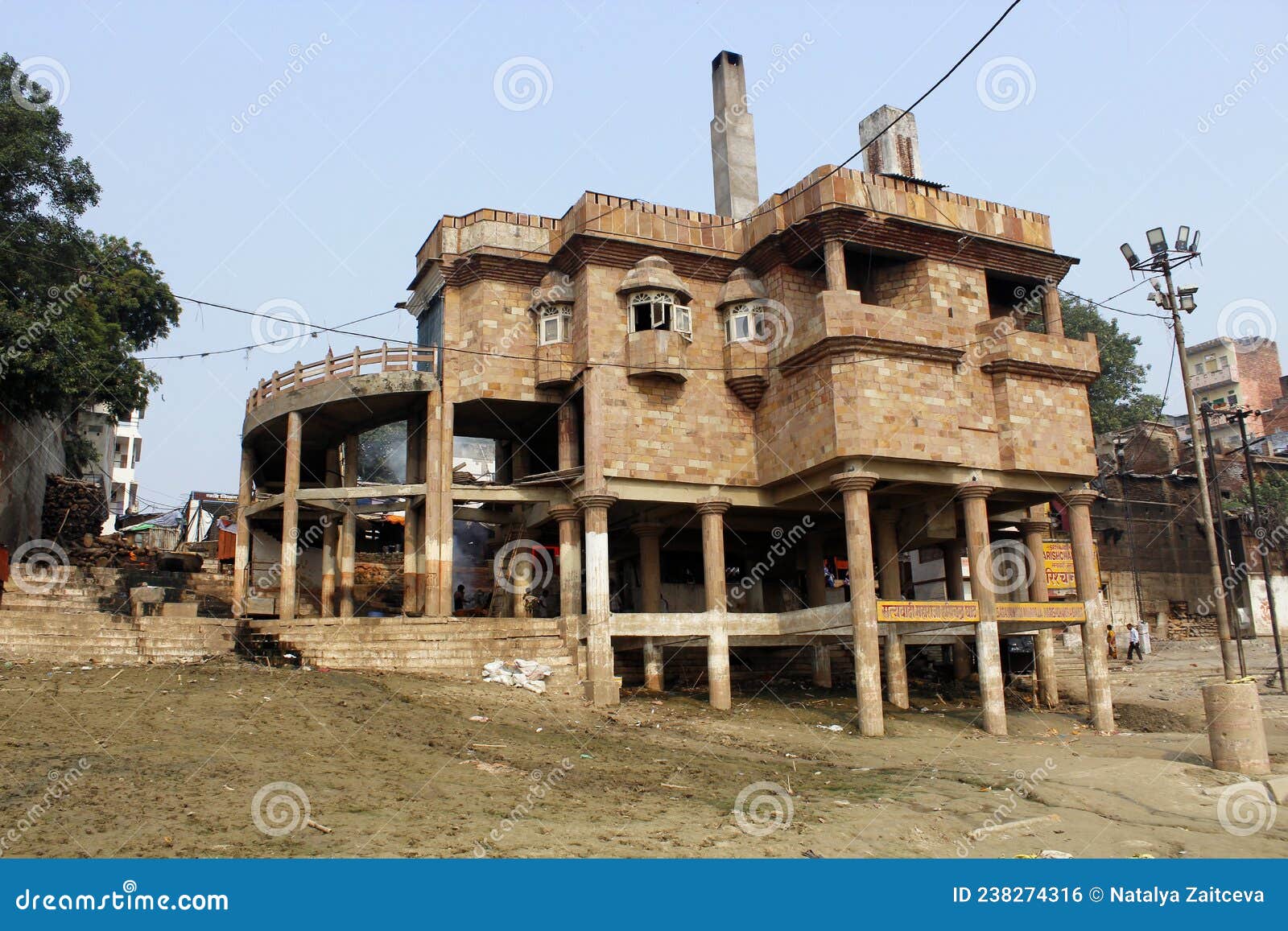 Indian Crematorium at Harishchandra Ghat. Varanasi, India Stock Photo ...