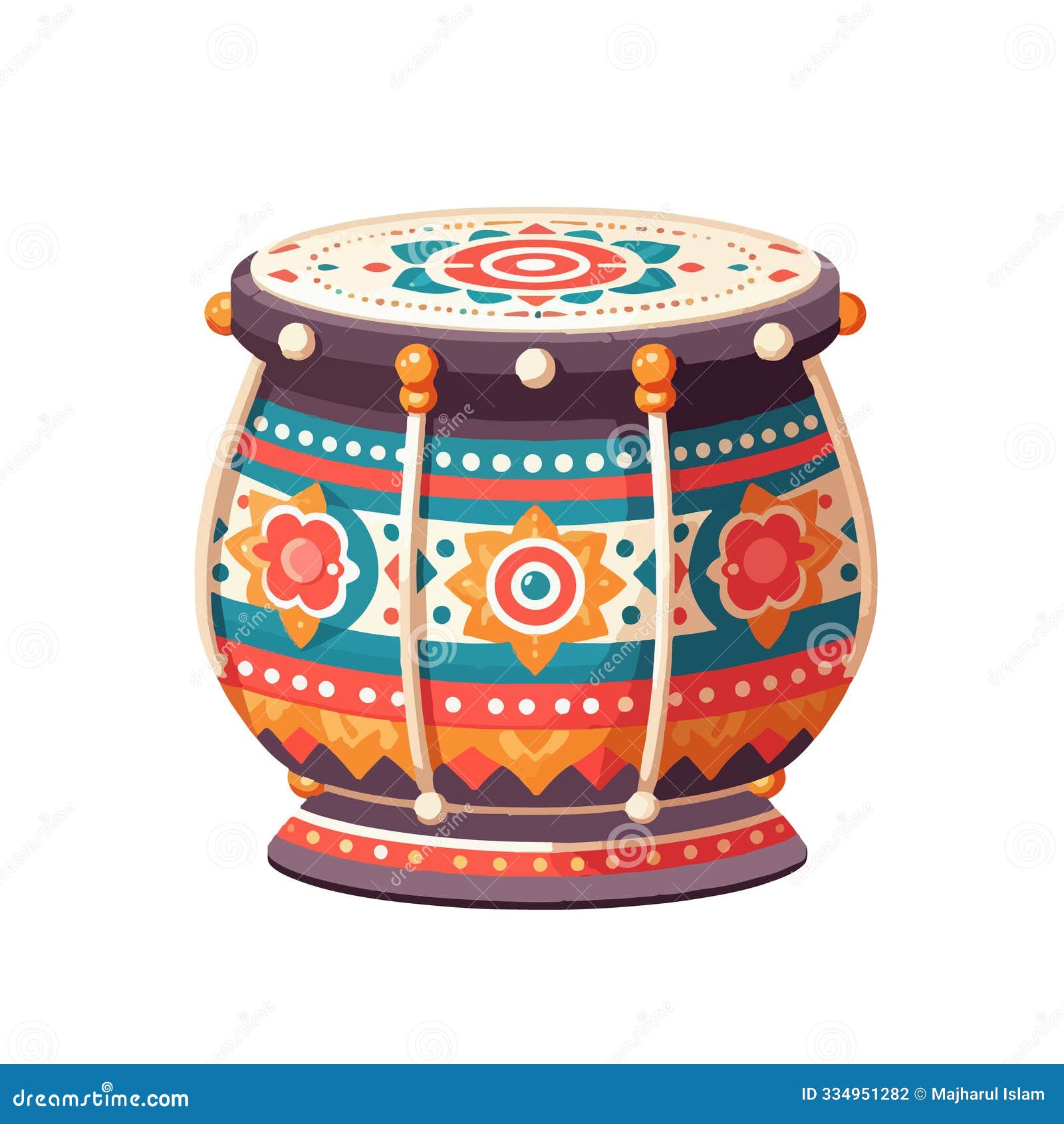 Indian Culture Drum Vector Illustration Stock Illustration ...
