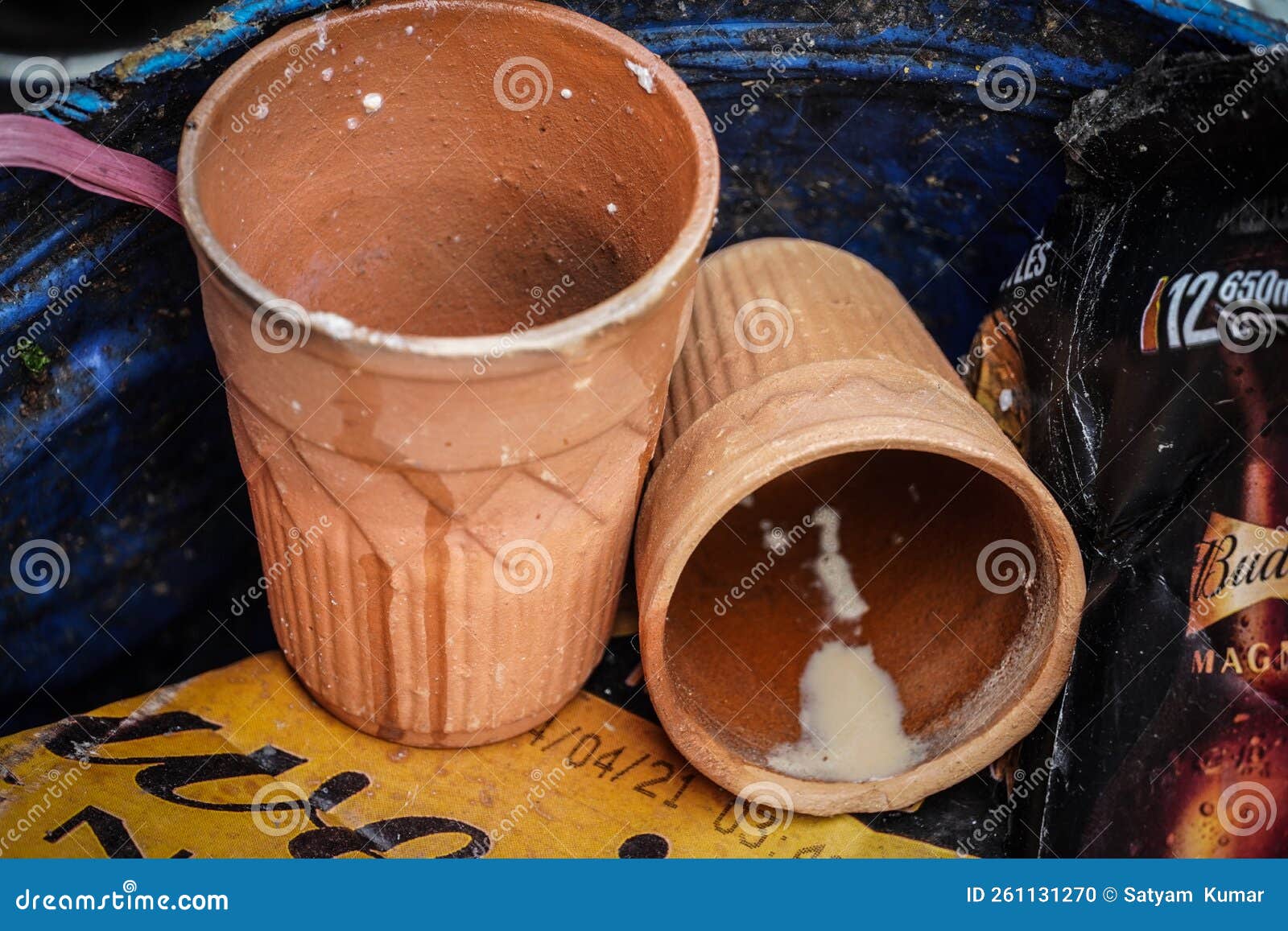 Indian Cup for Tea Brown Mitti Kulhad in Garbage Stock Photo - Image of ...