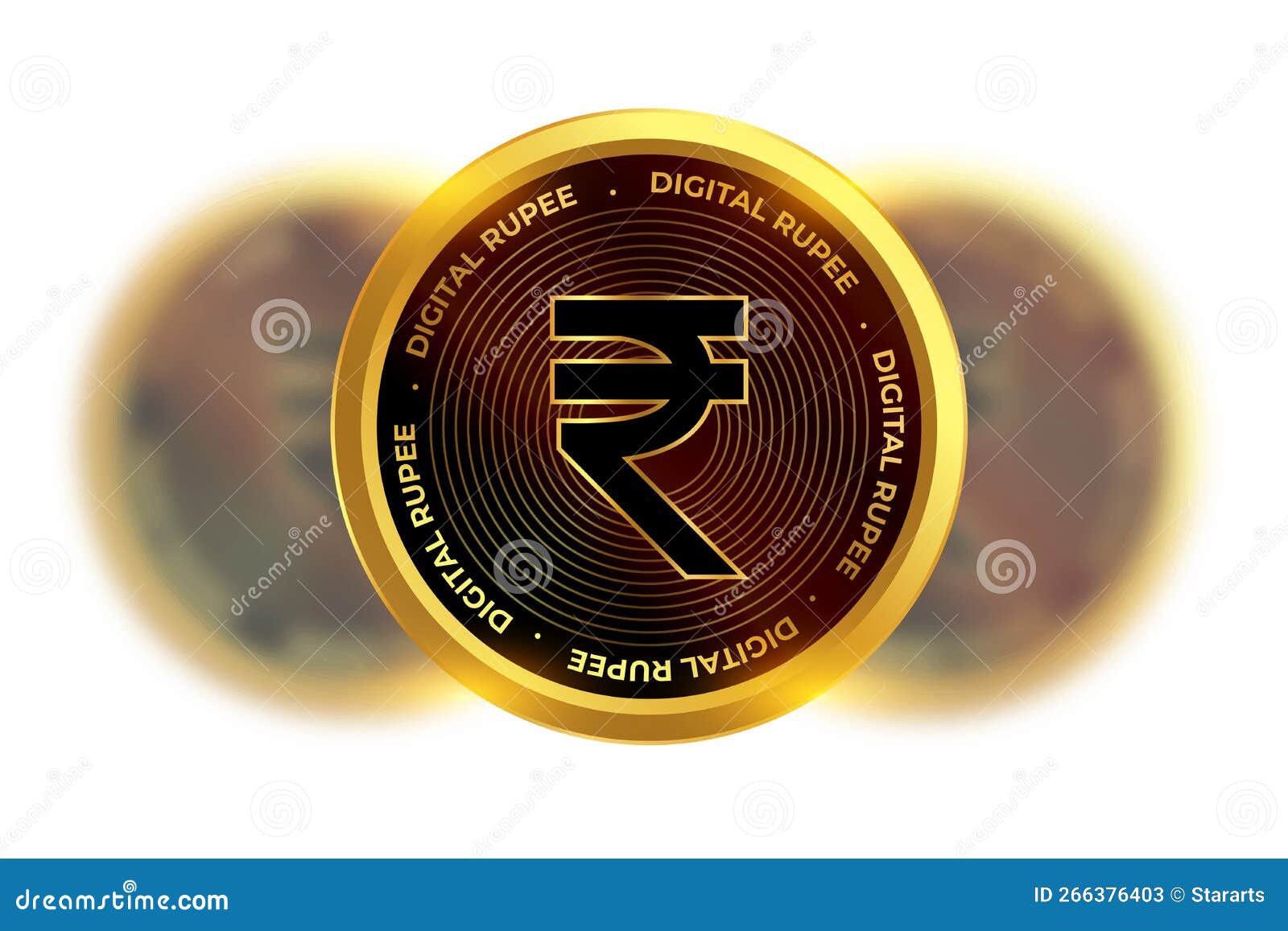 Indian Currency Inr Rupee Coin Background In Blur Style Cartoon Vector ...