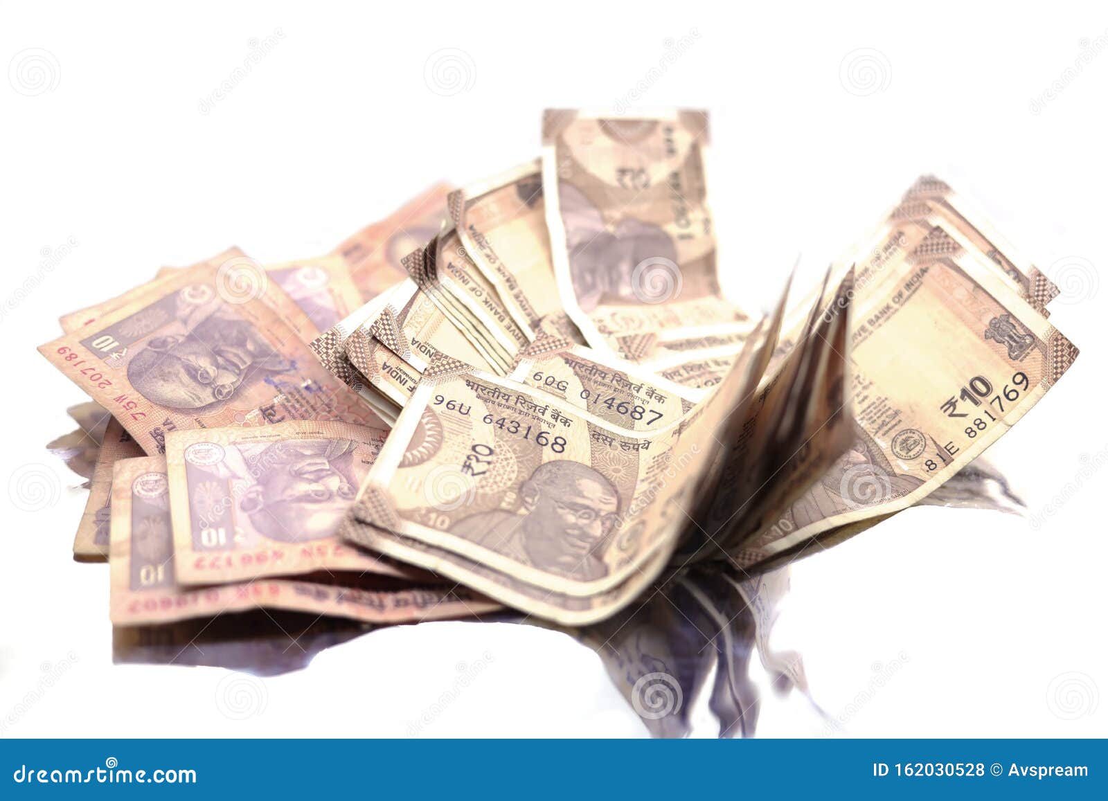 Indian Currency or Money 10 Rupee Notes, White Background Stock Photo ...