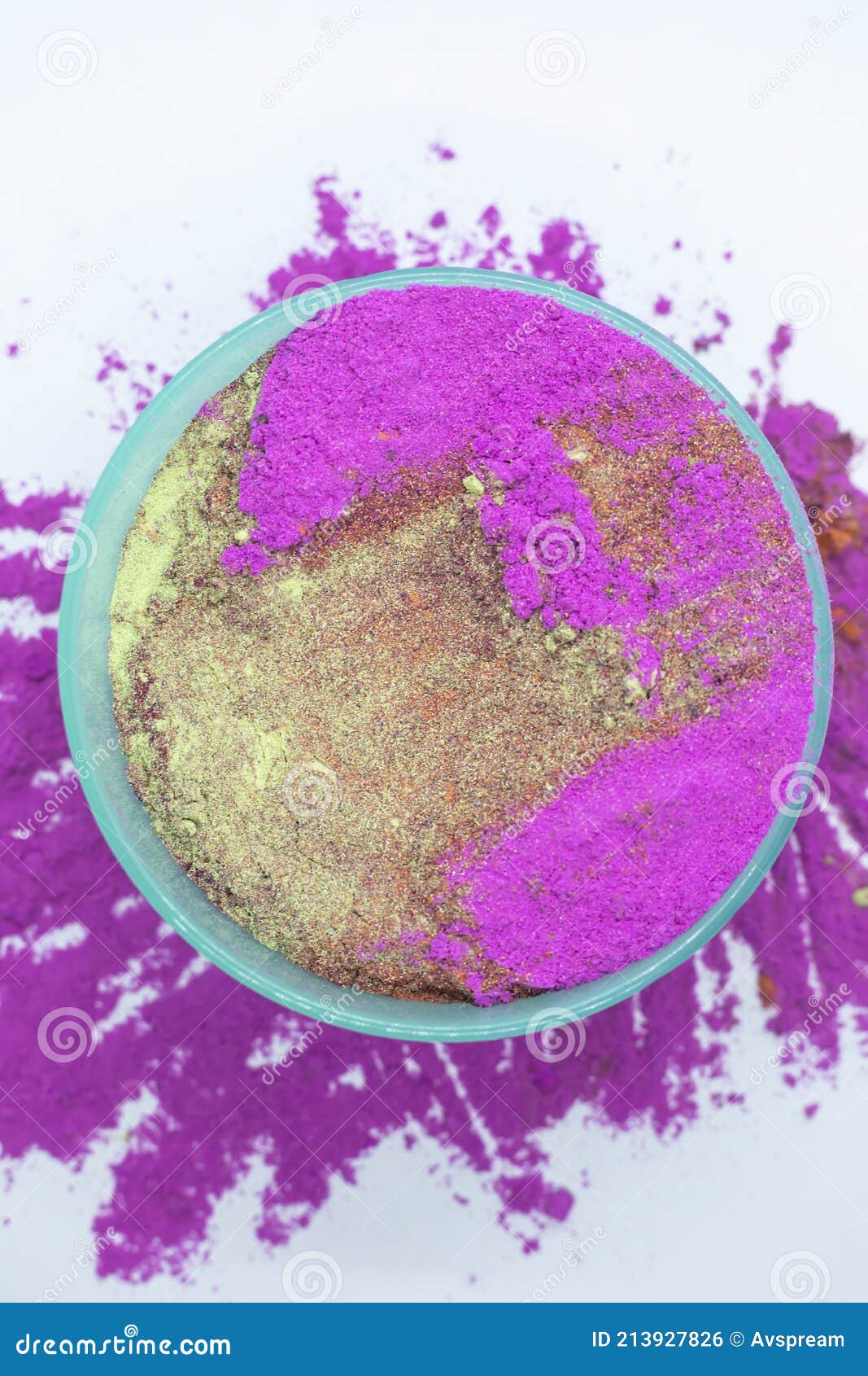 Top View of Holi Colorful Traditional Holi Powder in Isolated Bowls on ...