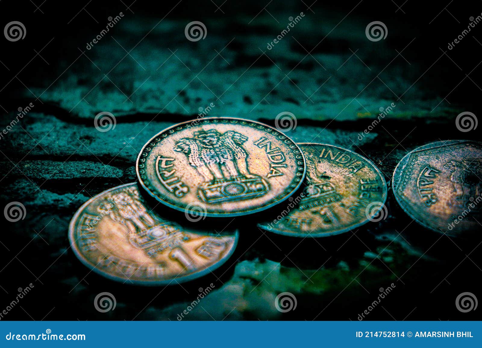 INDIAN Currency ONE Rupees Old Coin Stock Photo - Image of currency ...