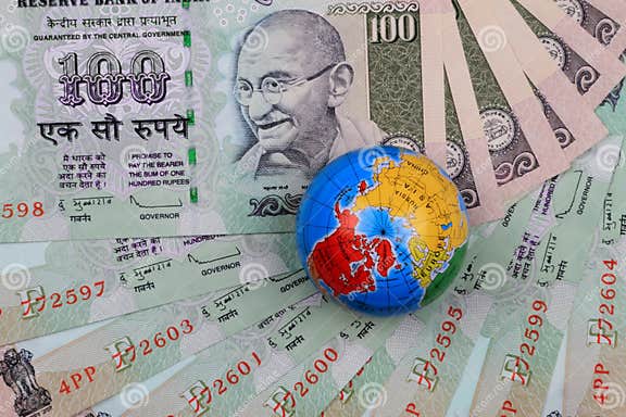 Indian Currency Rupees with a Globe Stock Image - Image of india ...