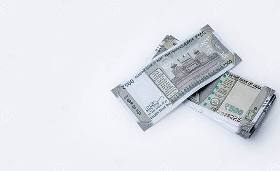 Indian Currency, Stack of Money Isolated on White Background with Copy ...