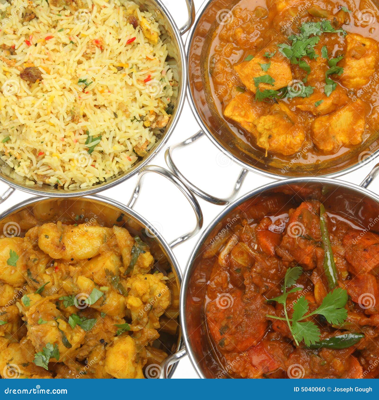 Indian Curry Selection stock photo. Image of biriani, rice - 5040060