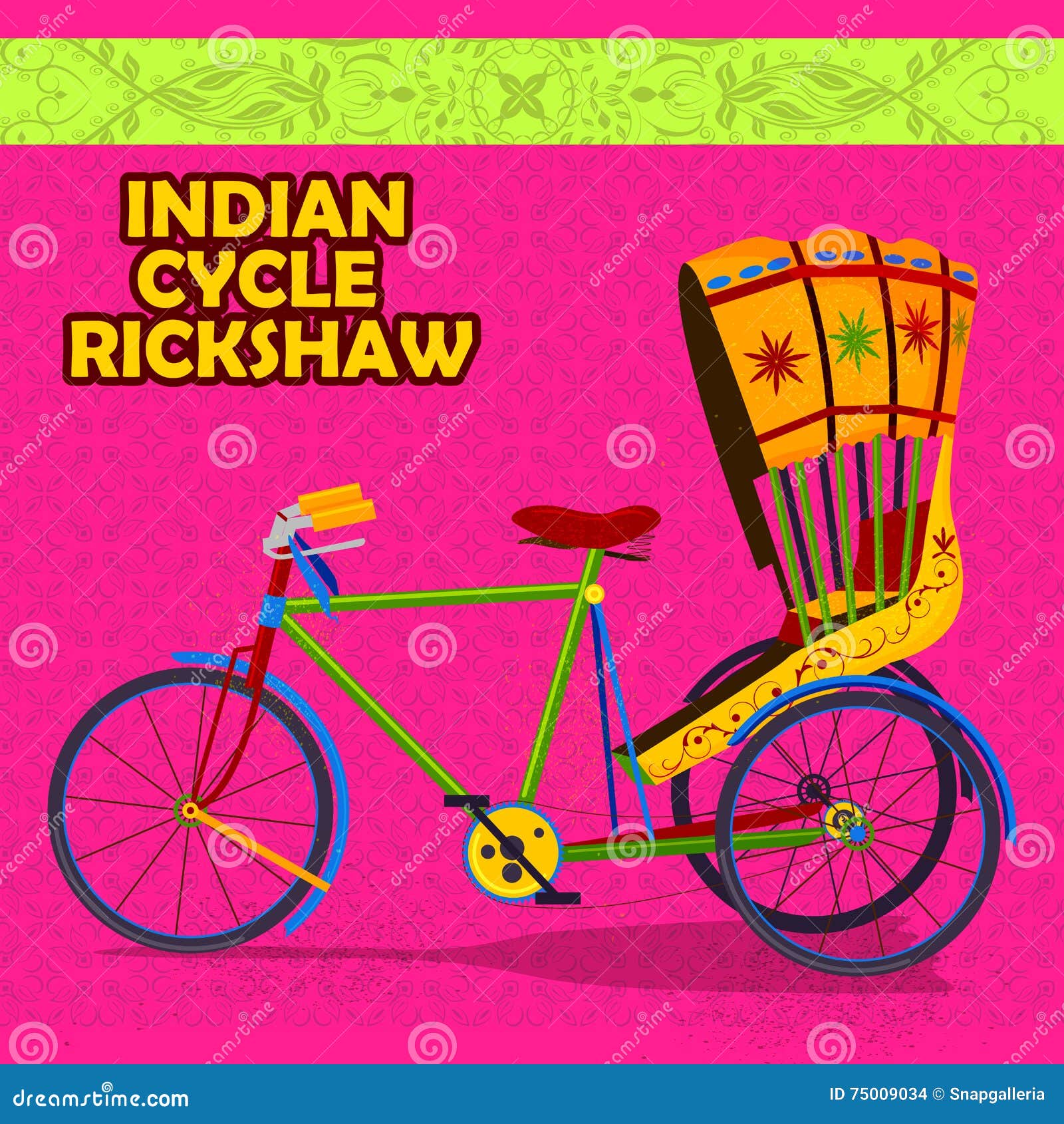 Indian Cycle Rickshaw Representing Colorful India Stock Vector ...