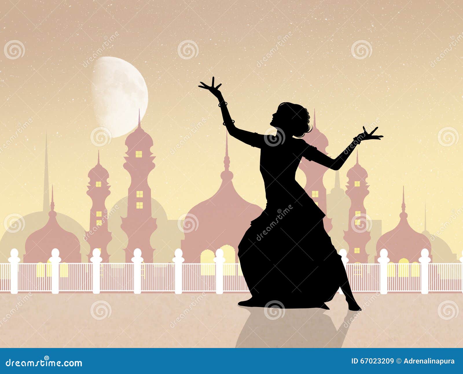 Indian dance at the mosque stock illustration. Illustration of elegance ...